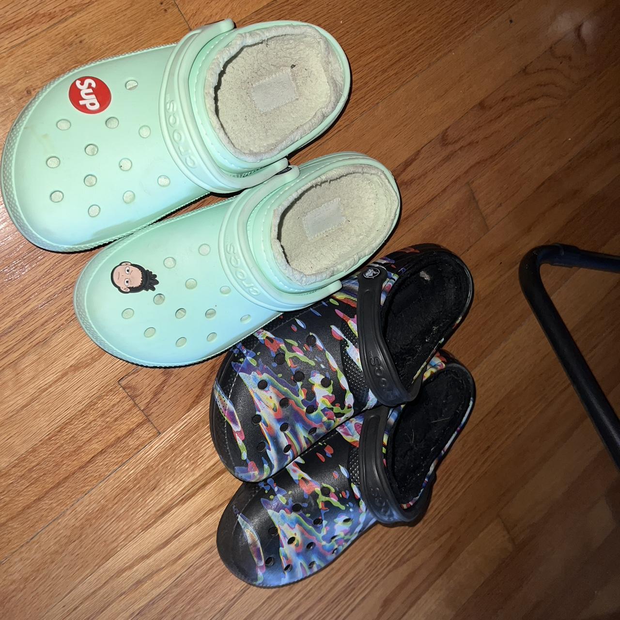 2 PAIR OF CROCS WITH FUR INSIDE, GOOD CONDITION,... - Depop