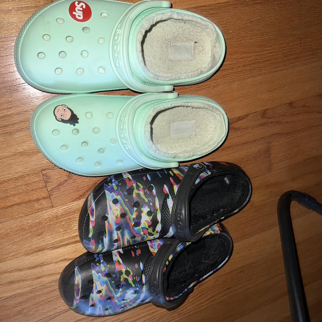 2 PAIR OF CROCS WITH FUR INSIDE, GOOD CONDITION,... - Depop