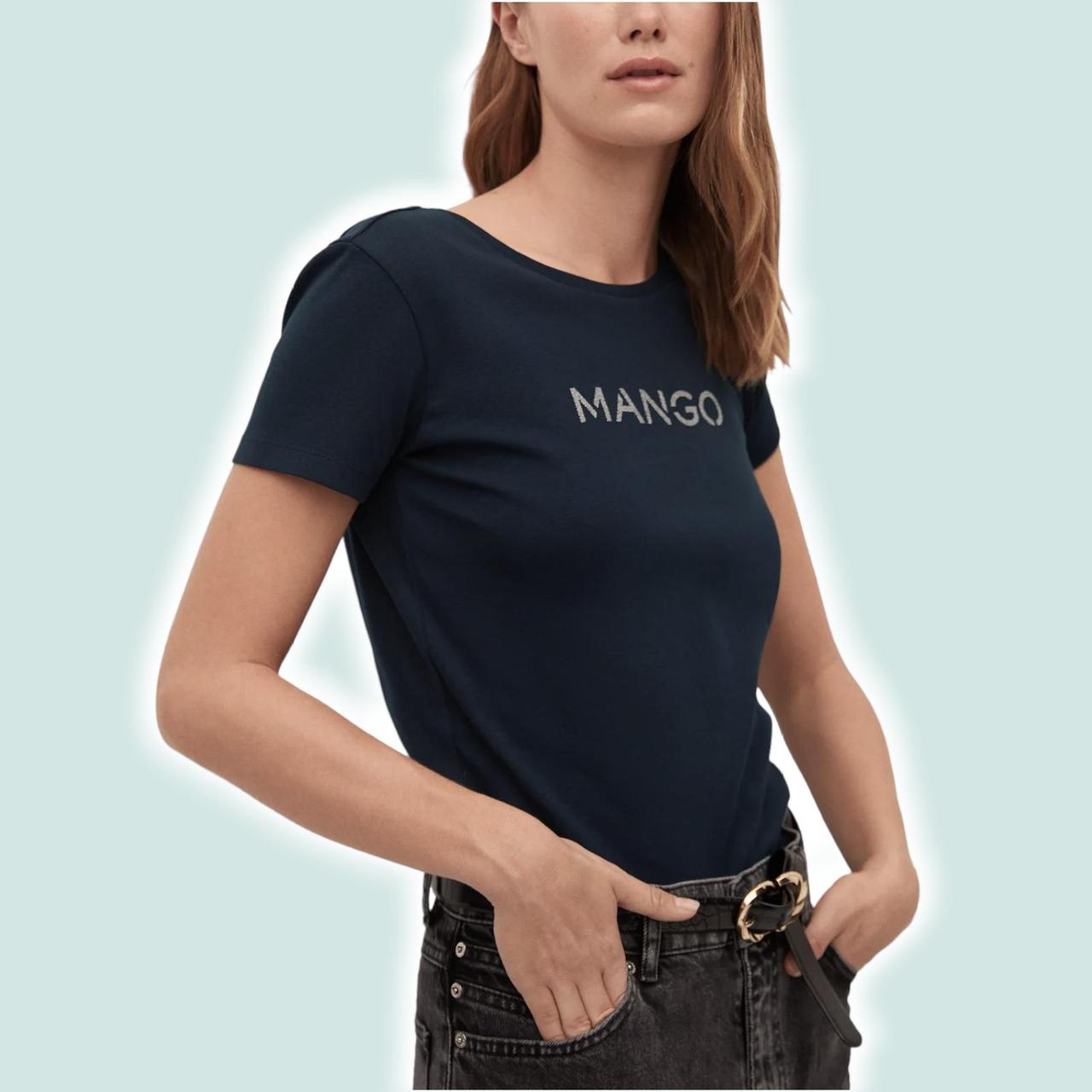 Mango Women's Black T-shirt | Depop