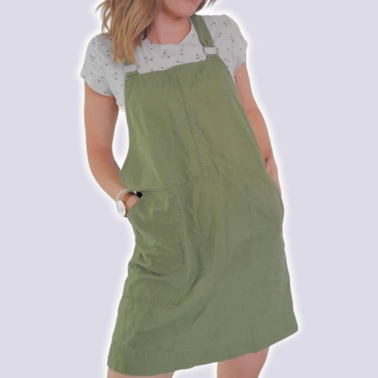 FRANK & OAK Olive Green Pinafore Dress Sz Small More... - Depop