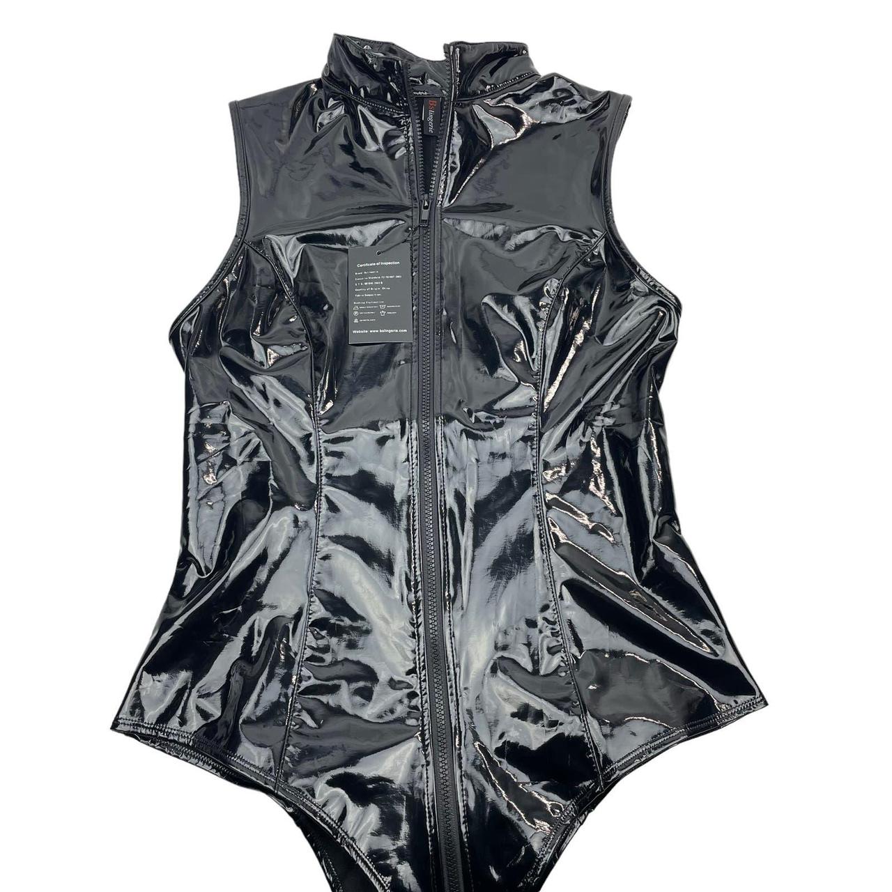 NWT BSLINGERIE Wetlook Black PVC Teddy Bodysuit Sz... - Depop