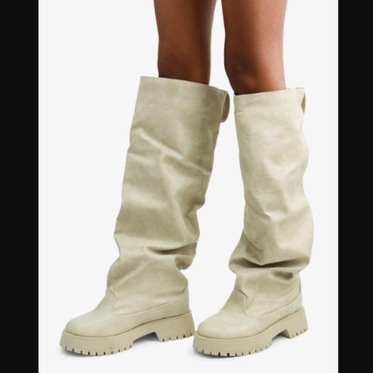 Off White Distress Chunky Bootie - Lemonade Brand... - Depop