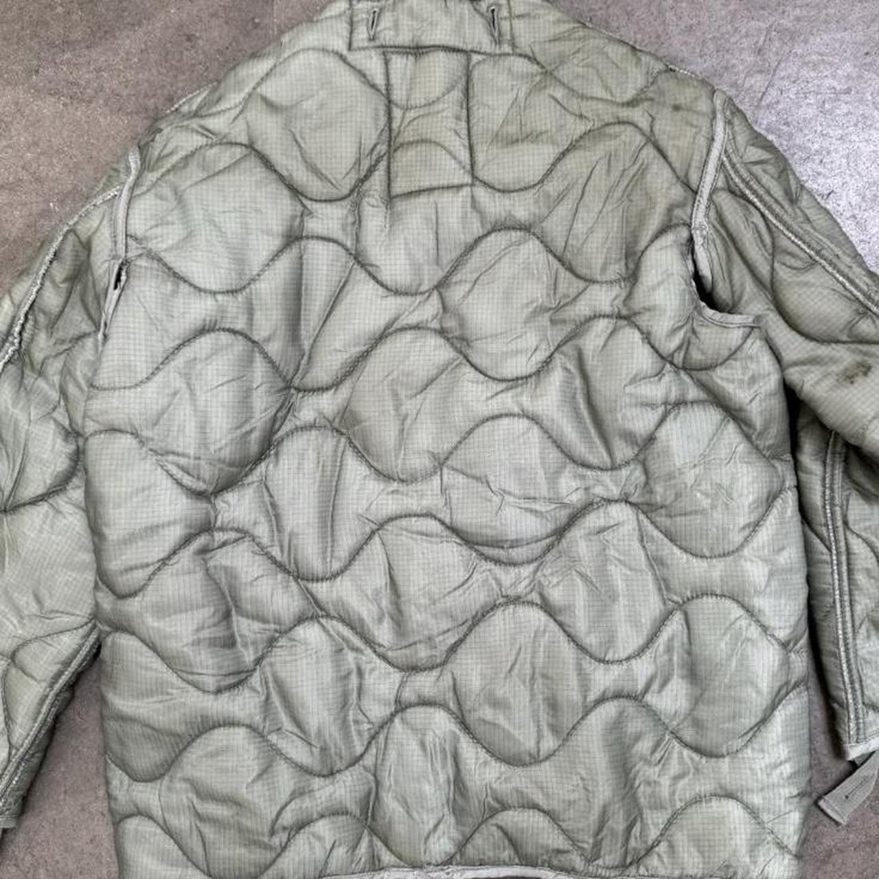 Vintage military quilted jacket olive green Tag... - Depop