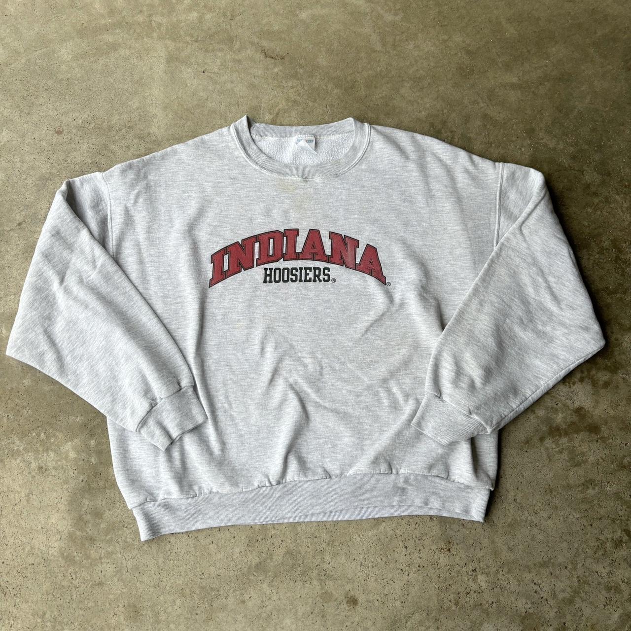 90s Grey and red Indiana Hoosiers crewneck sweatshirt - Depop