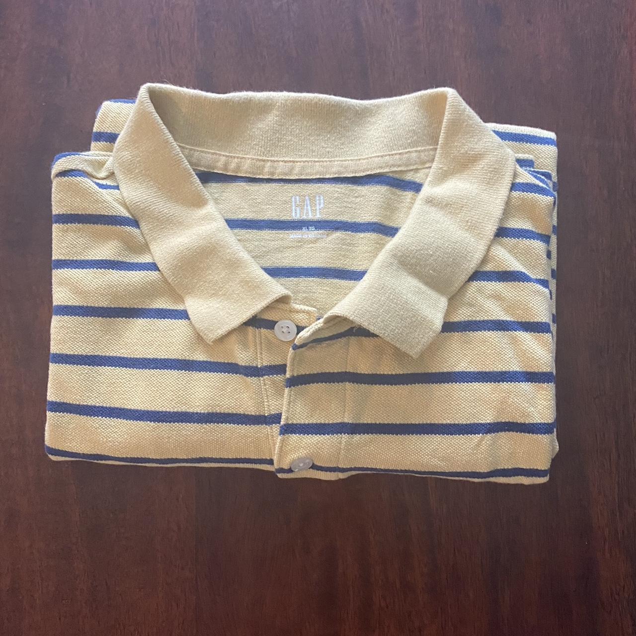 Yellow and blue striped shirt. Size: XL Brand: Gap - Depop