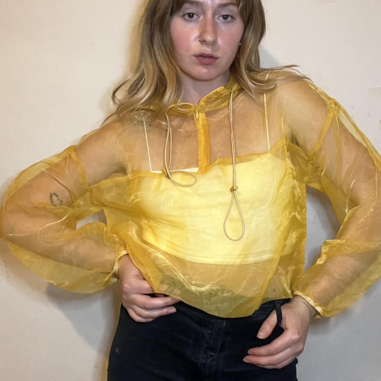 Yellow see through hoodie Pretty little thing - Depop