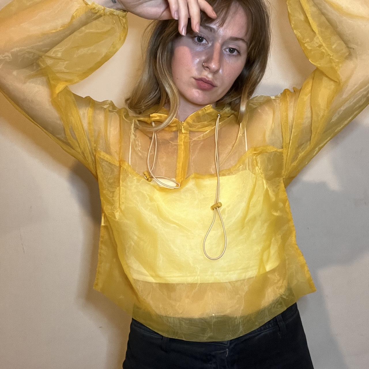 Yellow see through hoodie Pretty little thing - Depop
