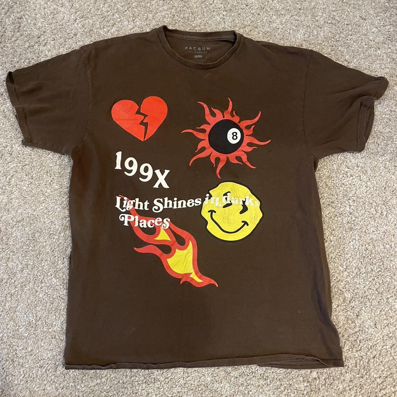 Brown Pacsun 199x Light Shines in Places T-shirt... - Depop