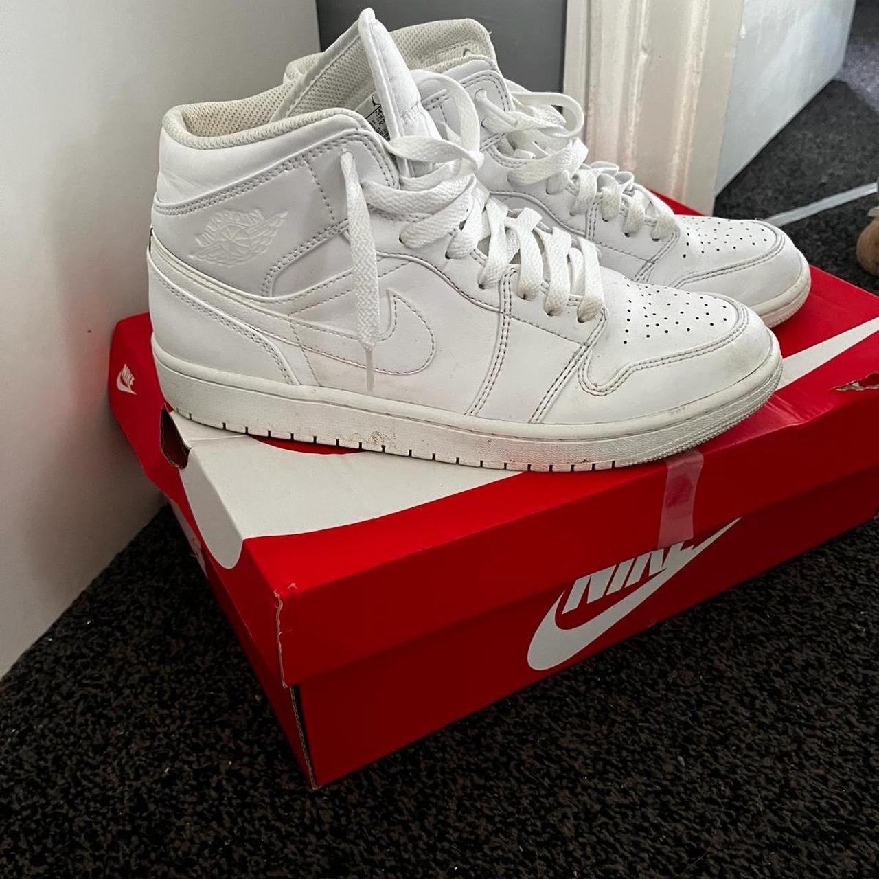 All white Nike Jordan trainers size 8 ! I can... - Depop