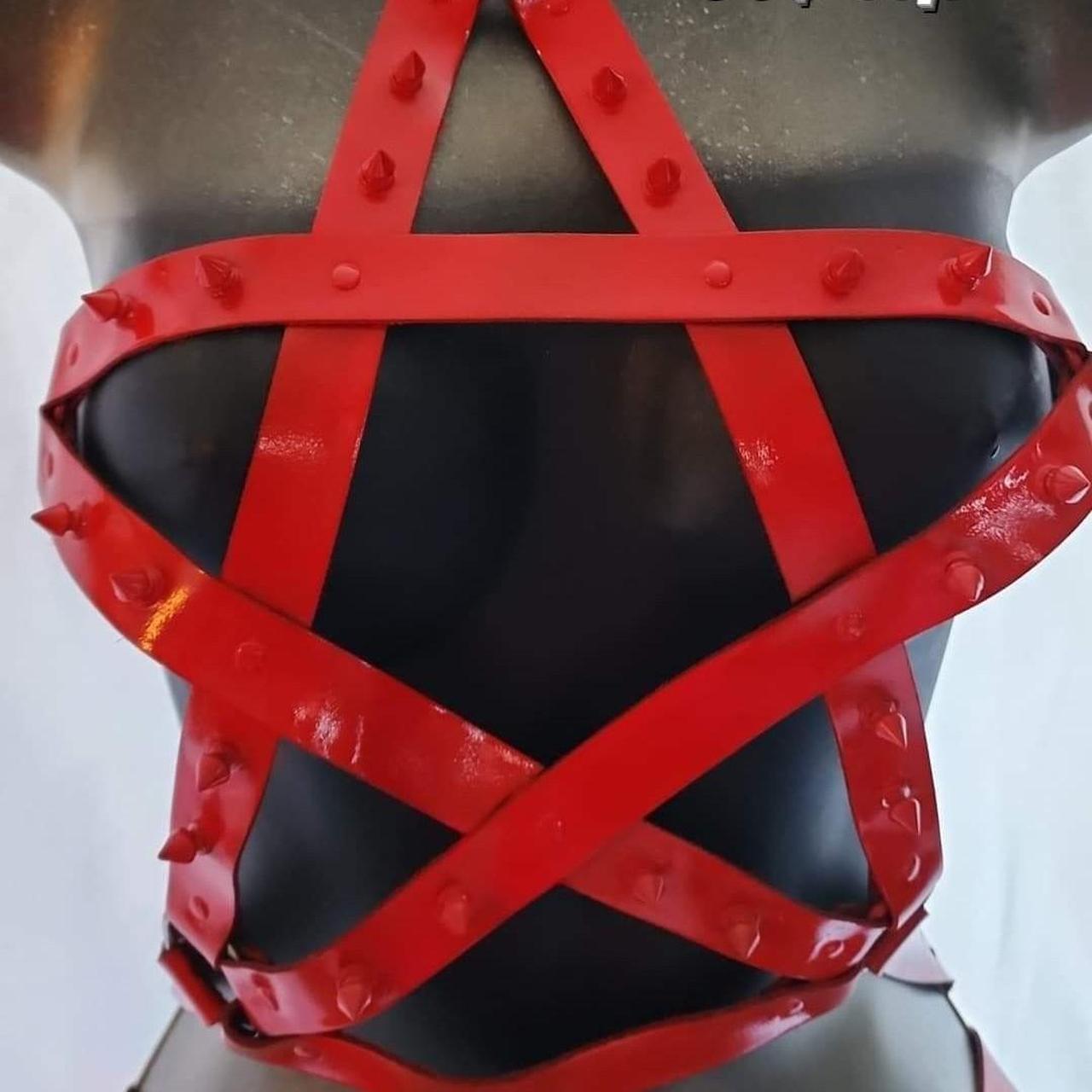 RED HARNESS SET Size OS. #GOTH #PUNK #STUDDED... - Depop