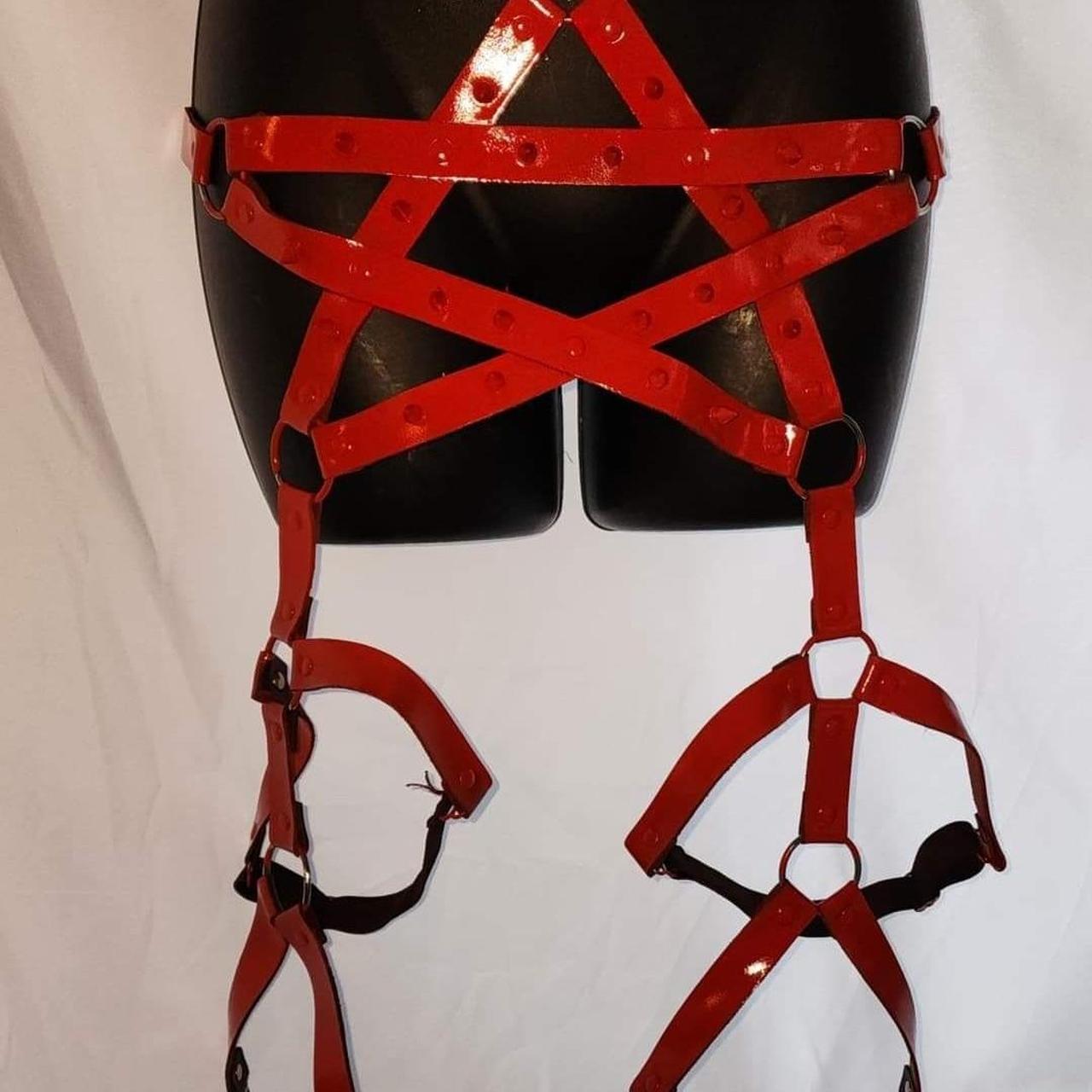RED HARNESS SET Size OS. #GOTH #PUNK #STUDDED... - Depop