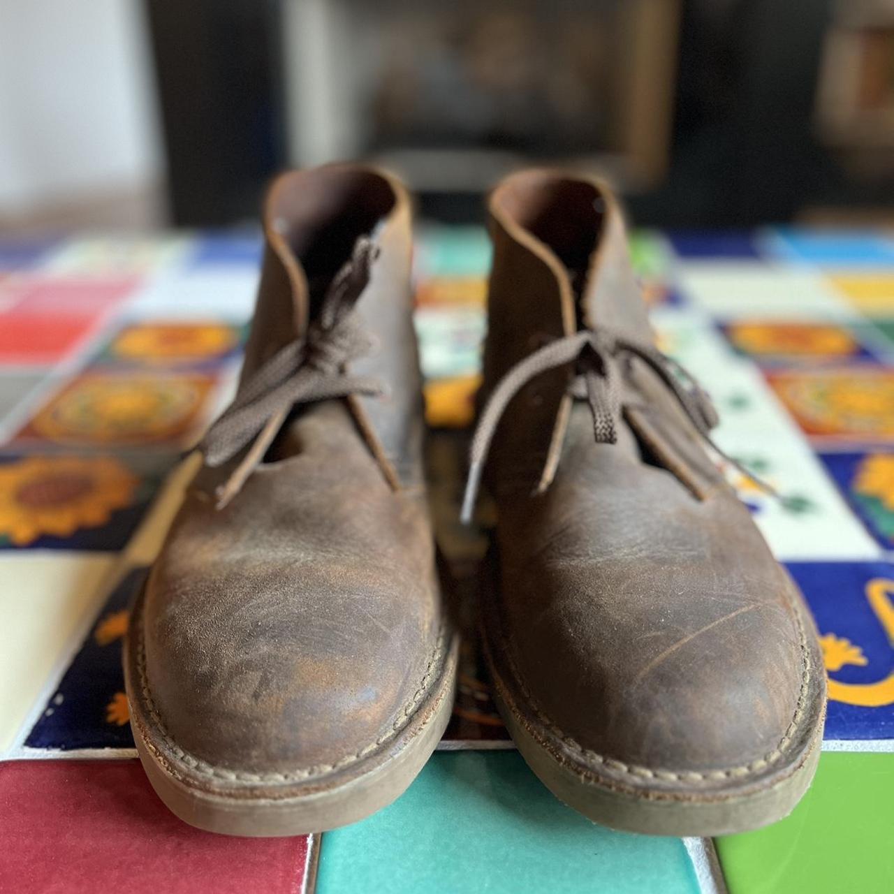 Men’s Clark’s desert boots Size 9 Brown leather... - Depop