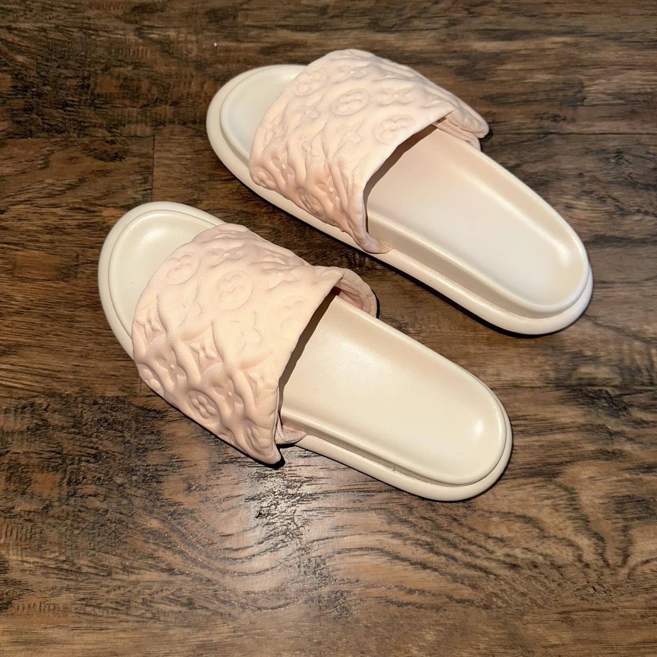 LV baby pink slides - Depop