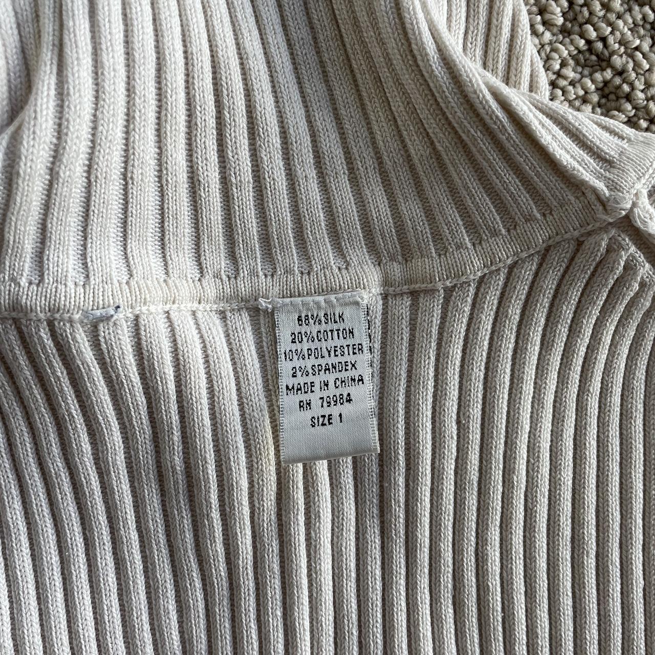 Chic Vintage Ivory White Rib Knit High Neck... - Depop
