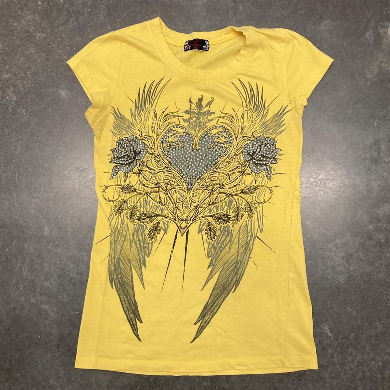 y2k Cyber Goth Mall Grunge Wings Cross Rhinestone... - Depop