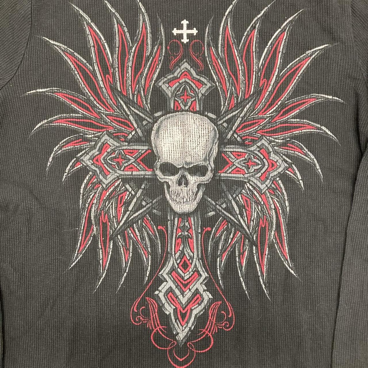 y2k Cyber Grunge Mall Goth Affliction Style Graphic... - Depop