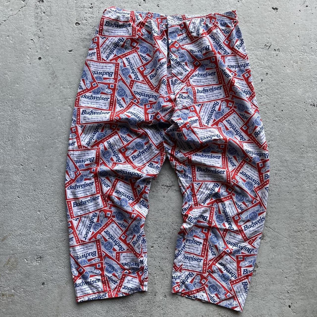 y2k Budweiser Pants. 2000s Baggy Budweiser Pajama... - Depop
