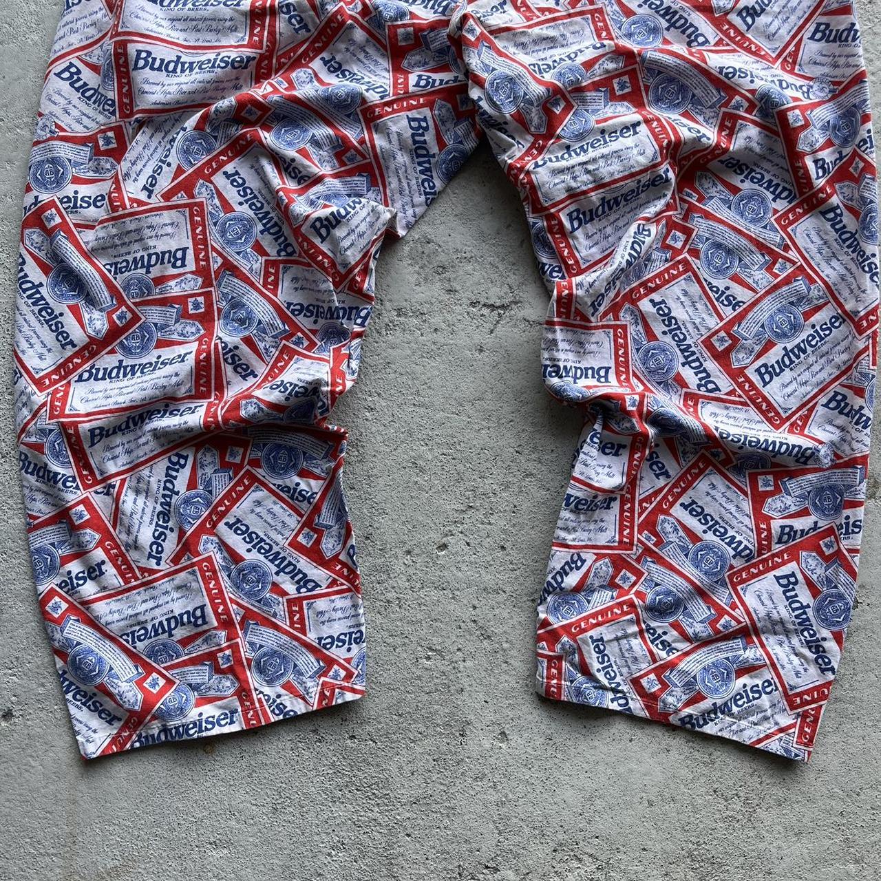 y2k Budweiser Pants. 2000s Baggy Budweiser Pajama... - Depop