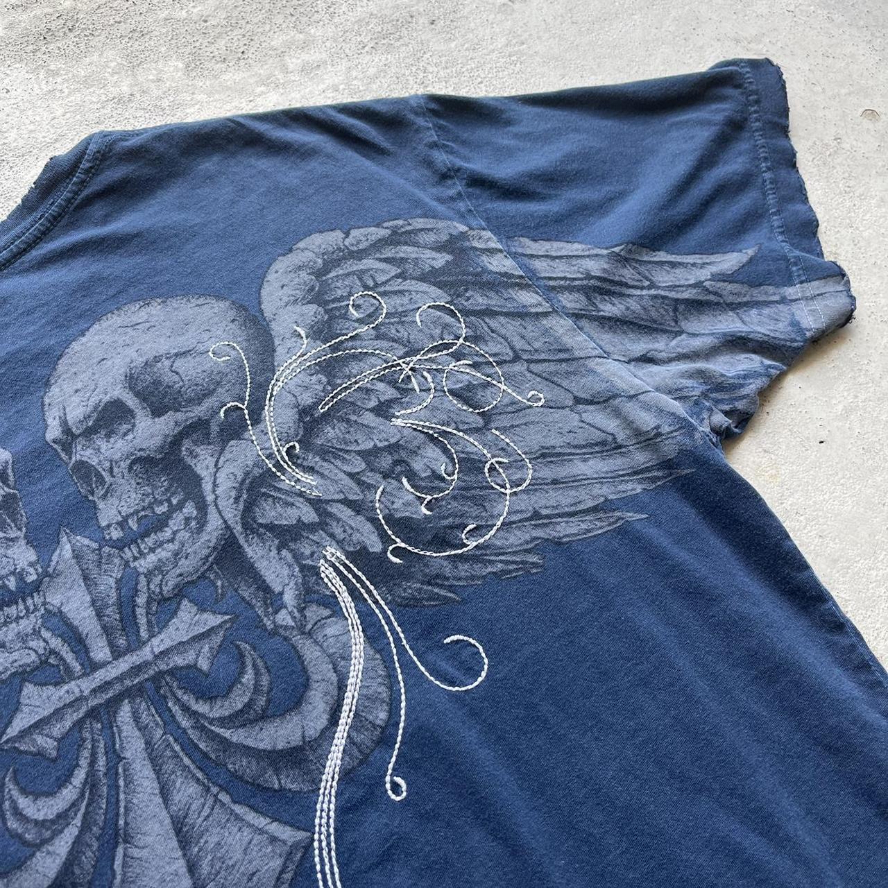 y2k Grunge Affliction Skull Tee. 2000s Cyber Goth... - Depop