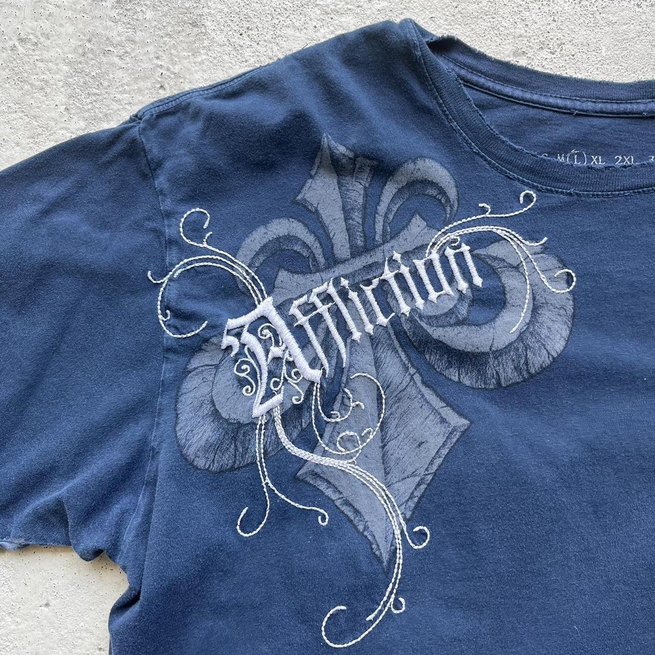 y2k Grunge Affliction Skull Tee. 2000s Cyber Goth... - Depop