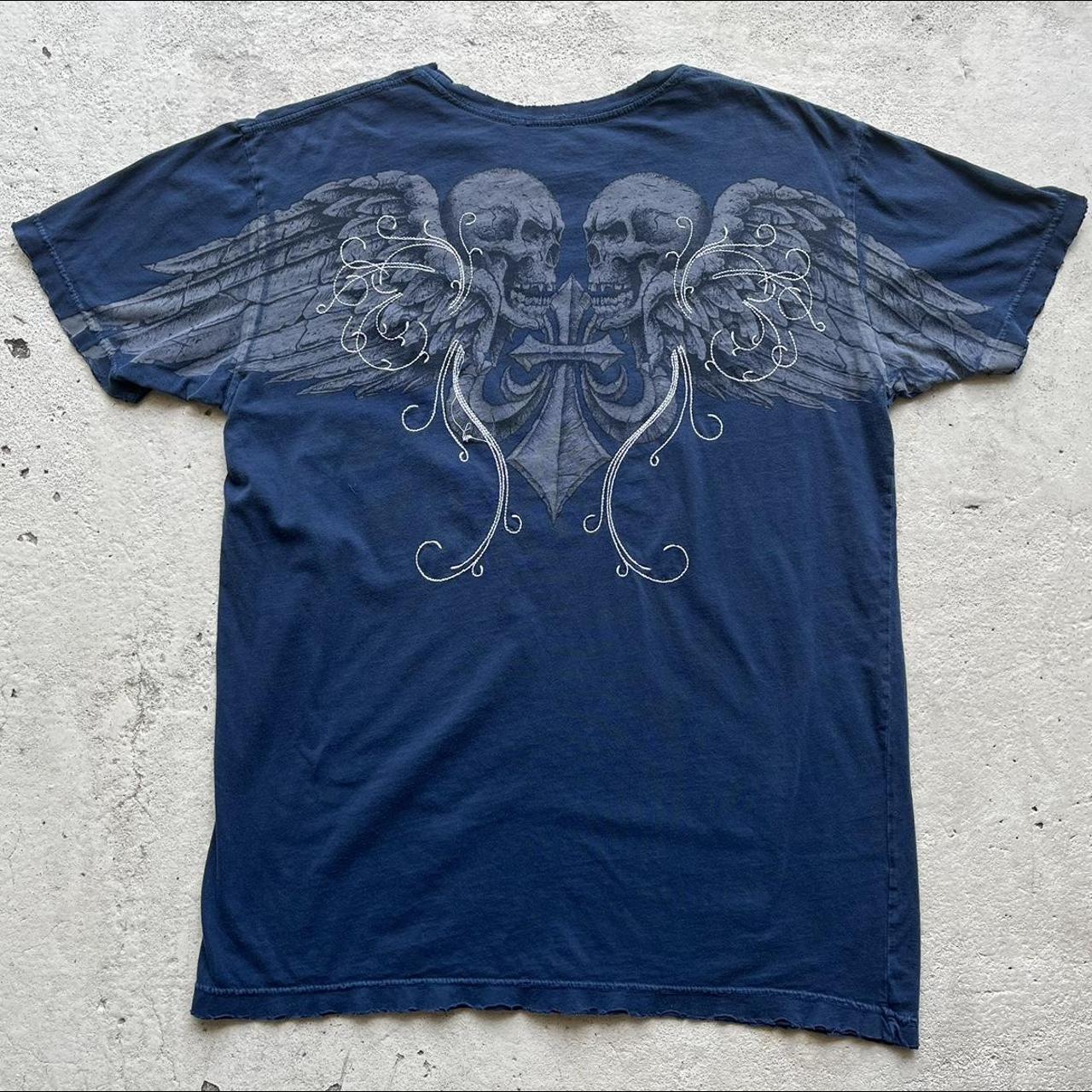 y2k Grunge Affliction Skull Tee. 2000s Cyber Goth... - Depop