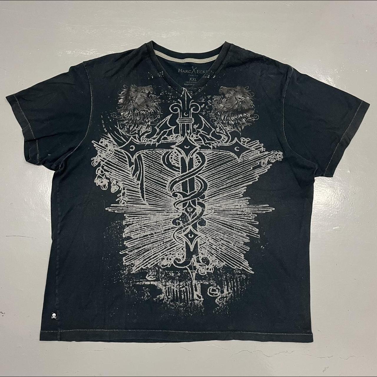 y2k Grunge Tee. 2000s Cyber Goth Grunge Opium Skull... - Depop