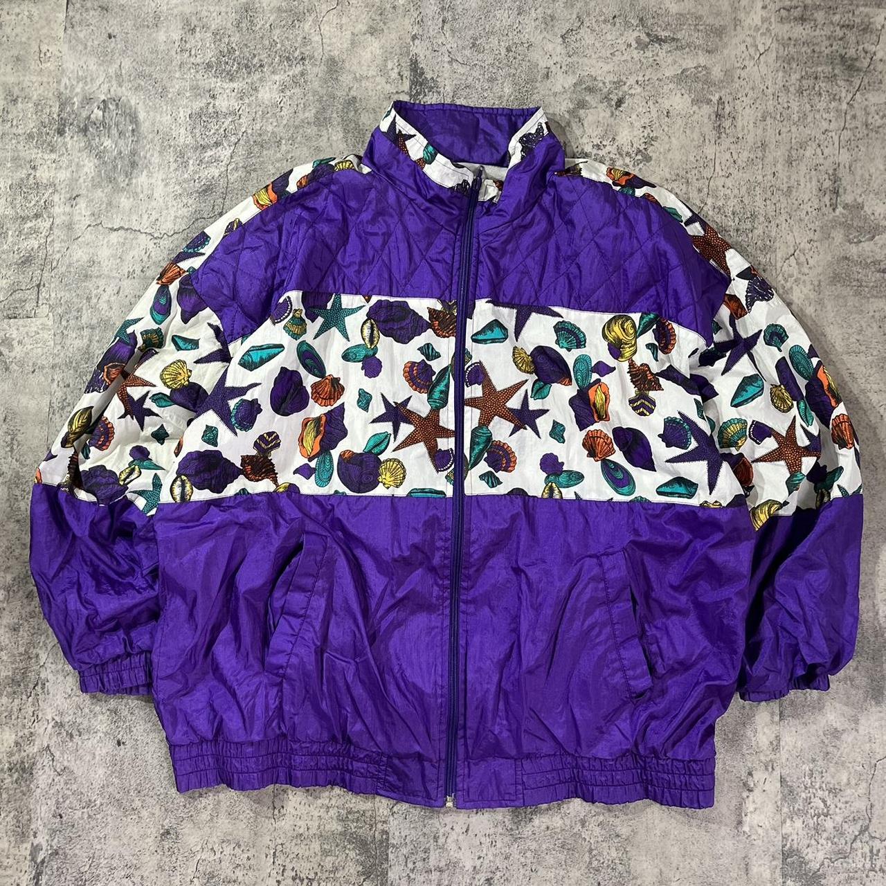 Vintage Colorful Windbreaker Jacket. 90s Nylon Fish... - Depop