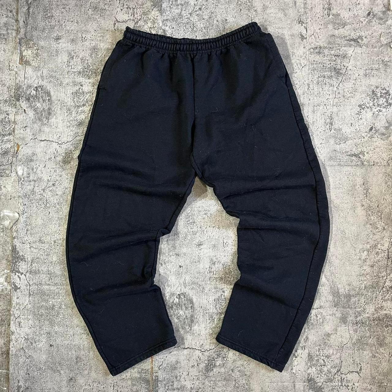 Y2K Black Baggy Sweatpants. 2000s Cyber Goth Grunge... - Depop