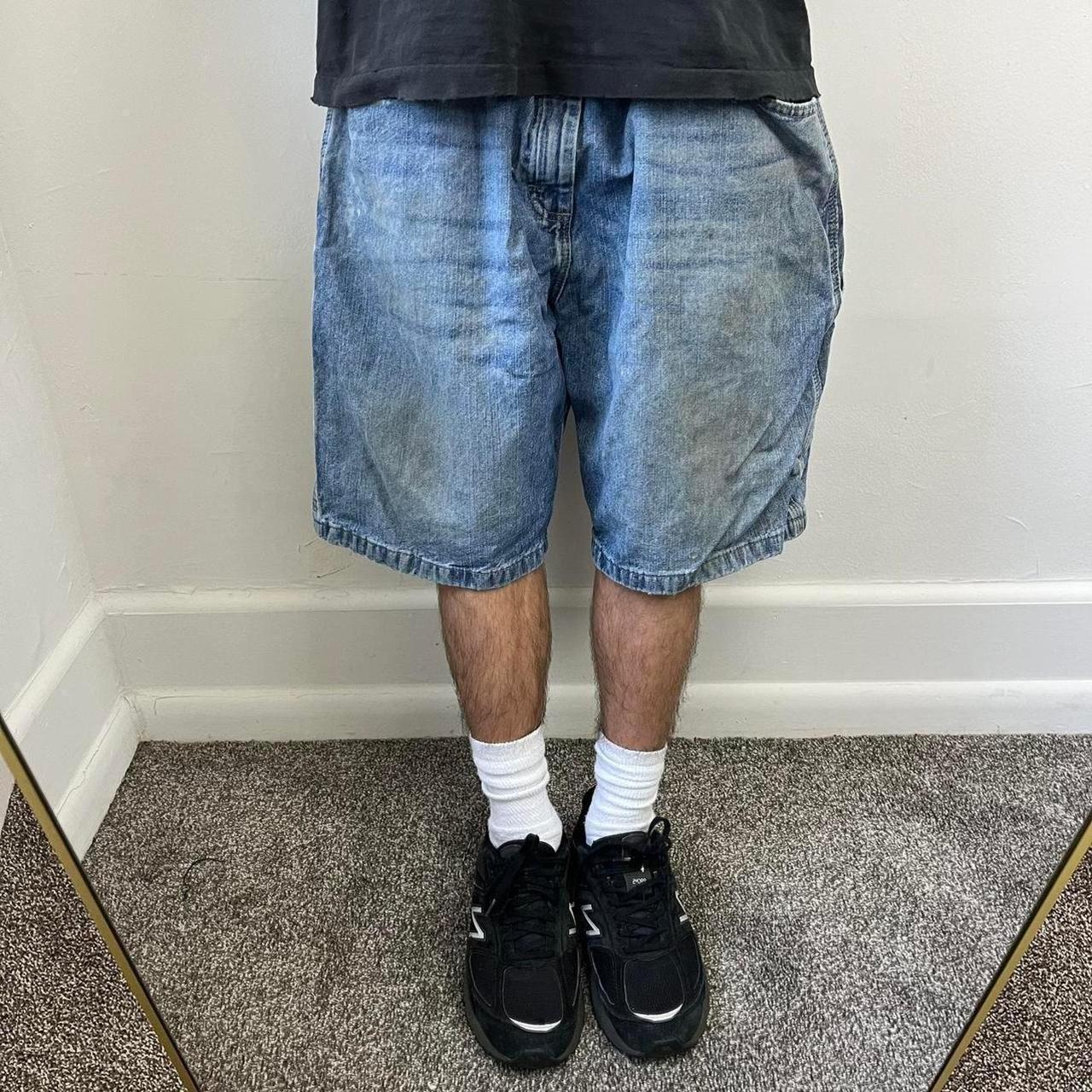 Y2K Baggy Carpenter Jorts. 2000s Cyber Goth Grunge... - Depop
