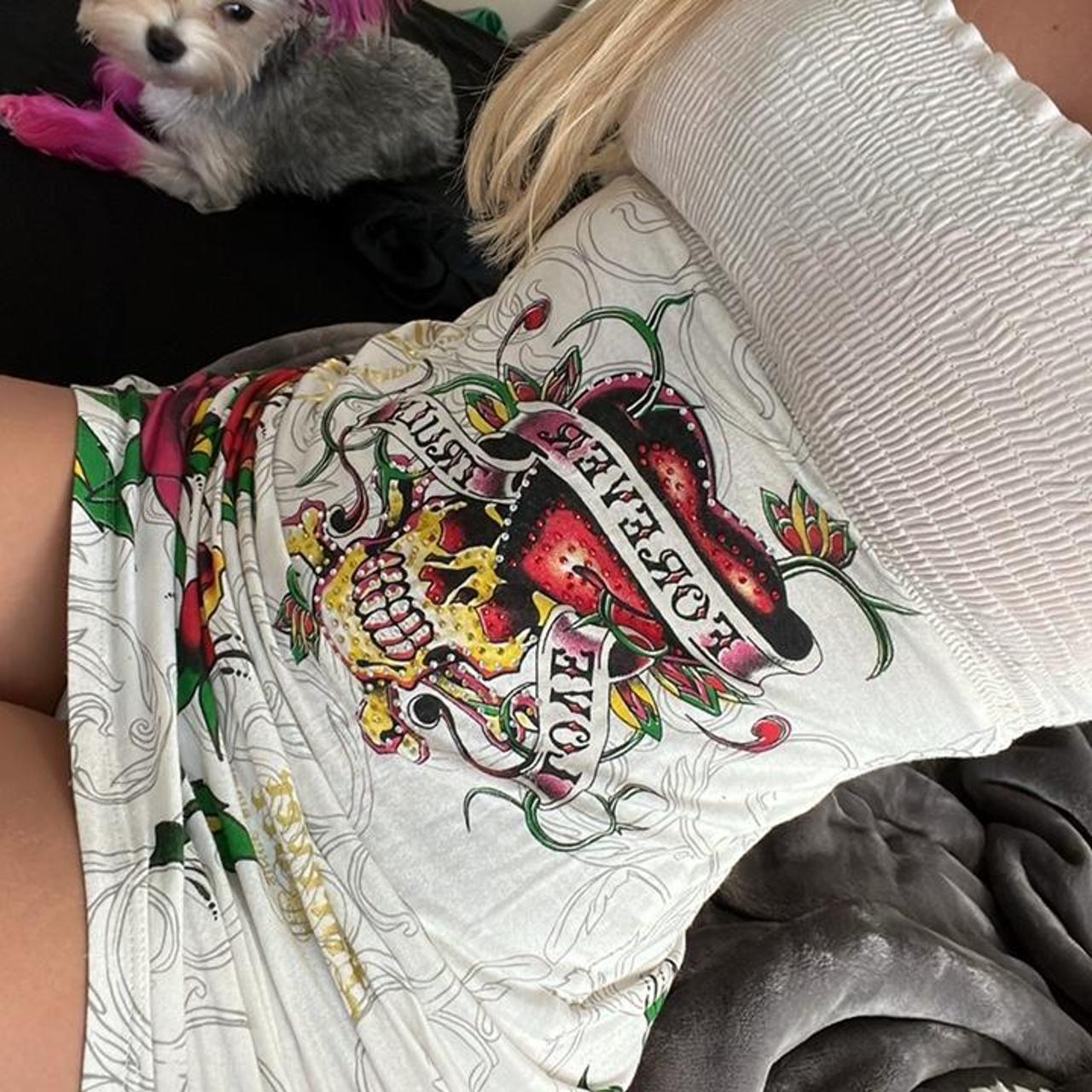 Ed Hardy Women's White Dress | Depop