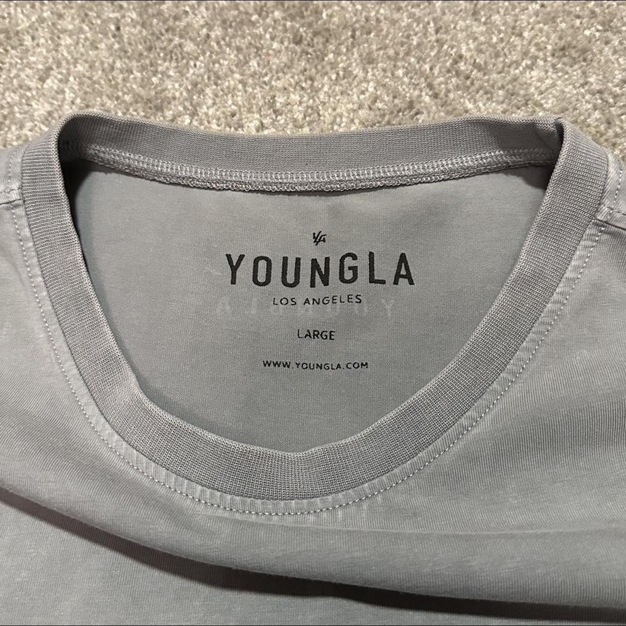 YLA YoungLA cloud logo oversized tee Size L,... - Depop