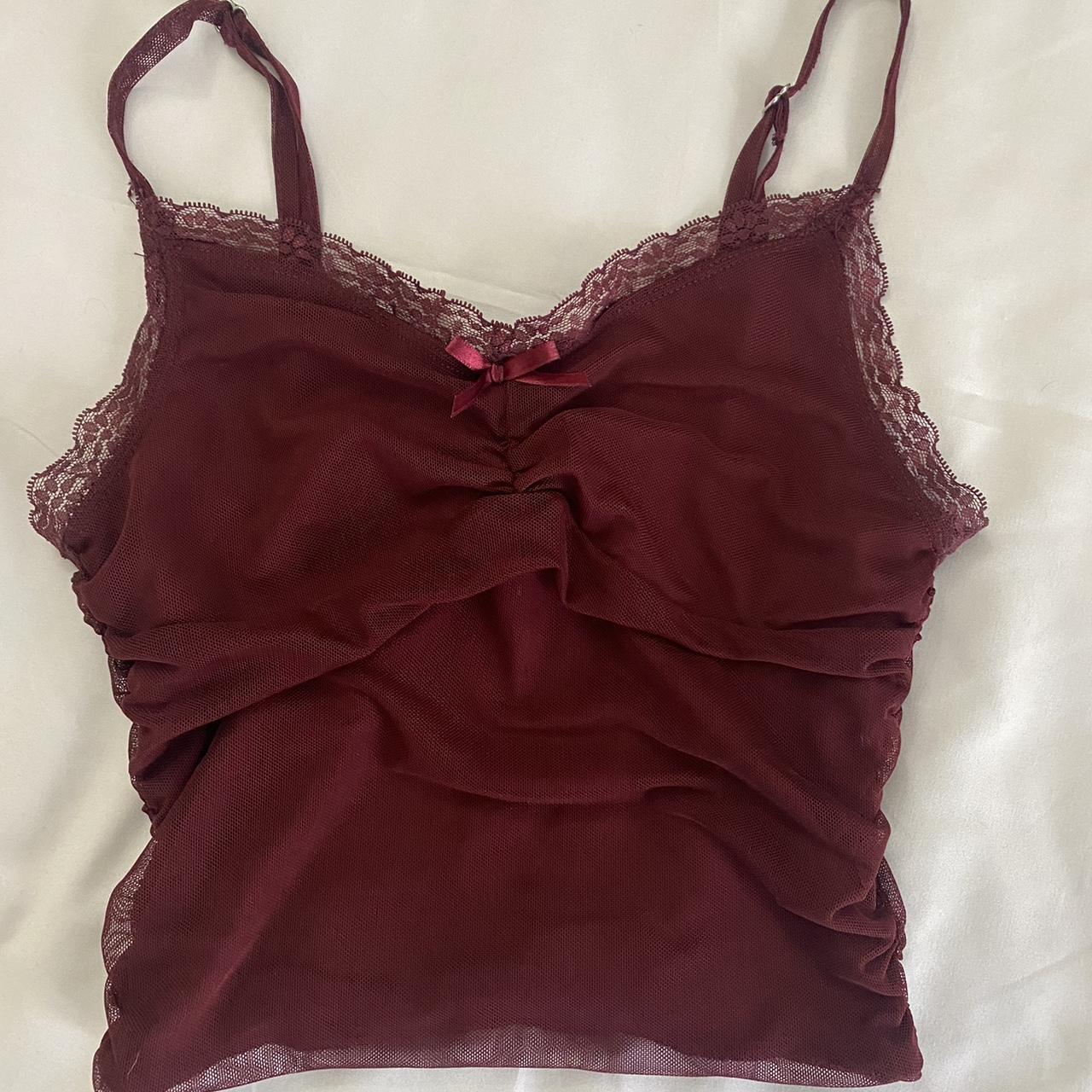 dark red cami top from F21, only worn once, no flaws... - Depop