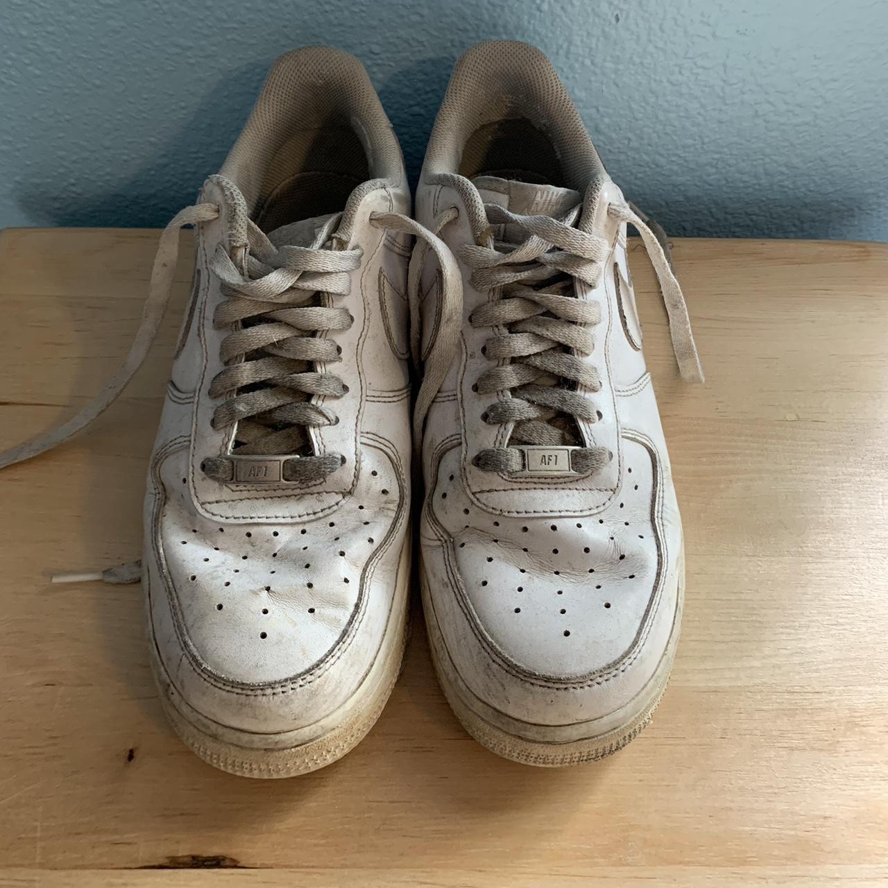 Beat up White Nike Air Force 1 trainers | Depop