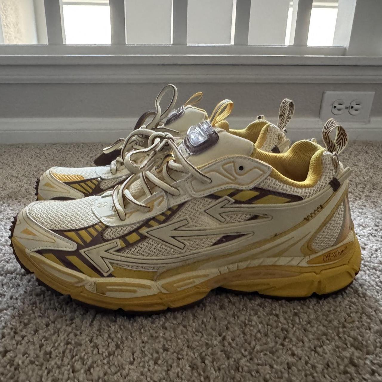 Yellow and brown #virgil Off-White runners sz 11... | Depop