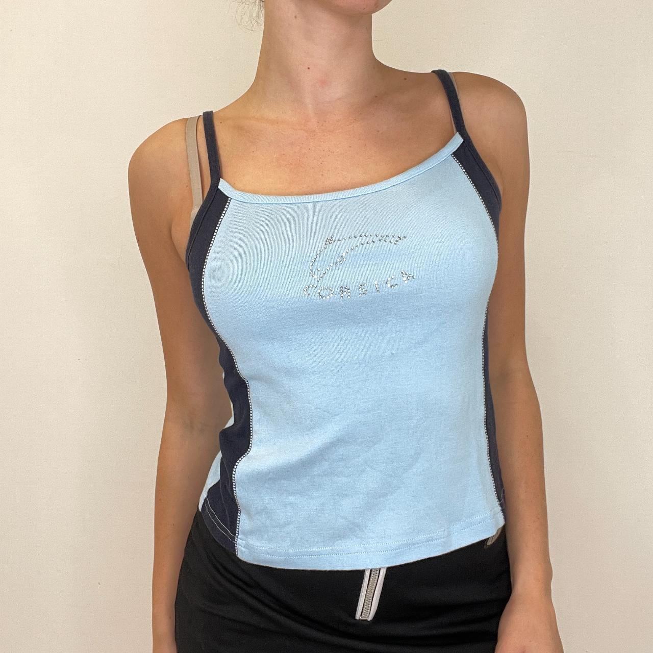 SPORTY DROP Super cute lil baby blue and navy cami... - Depop