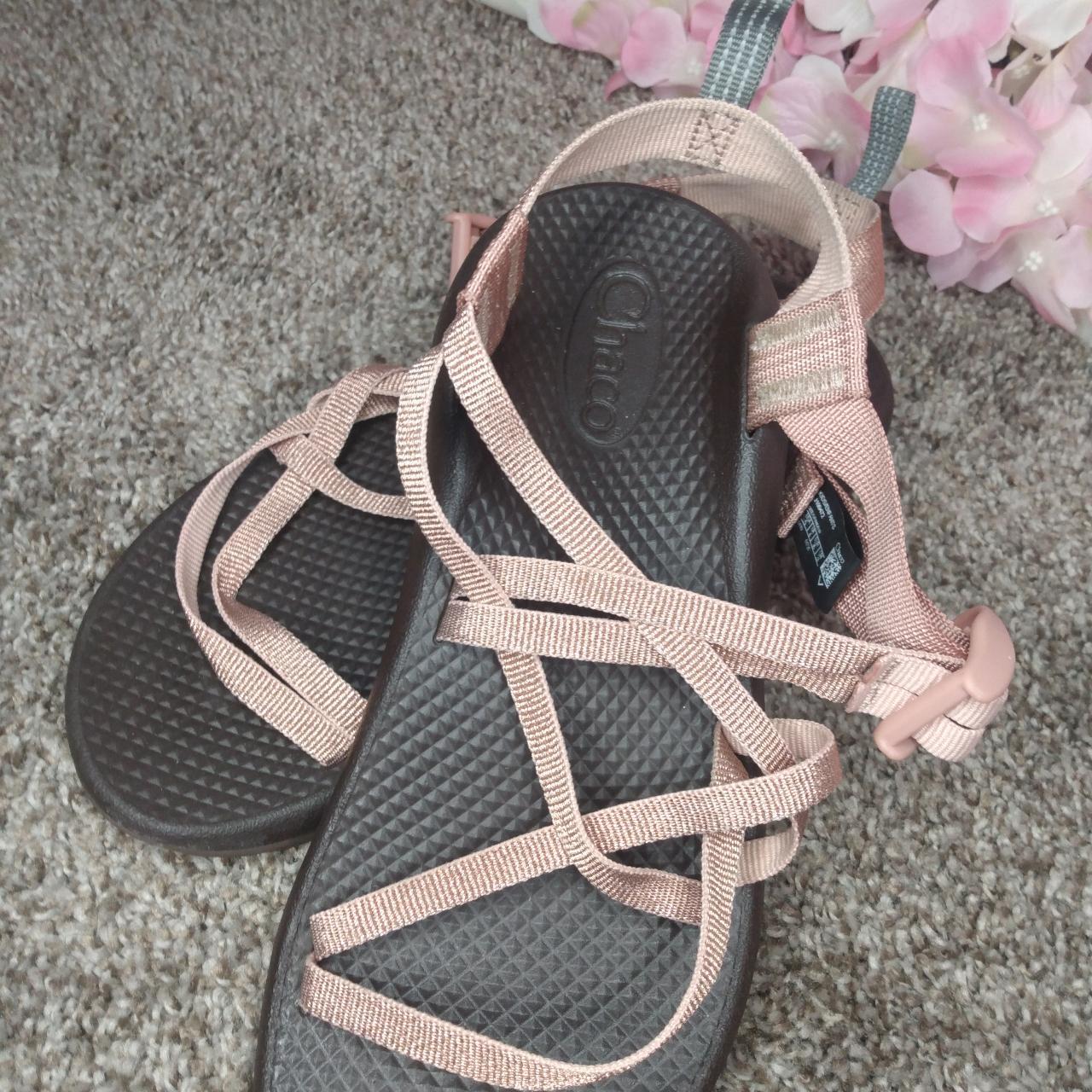 Chaco sandals Size 5 Women/girls Rose gold w brown... - Depop