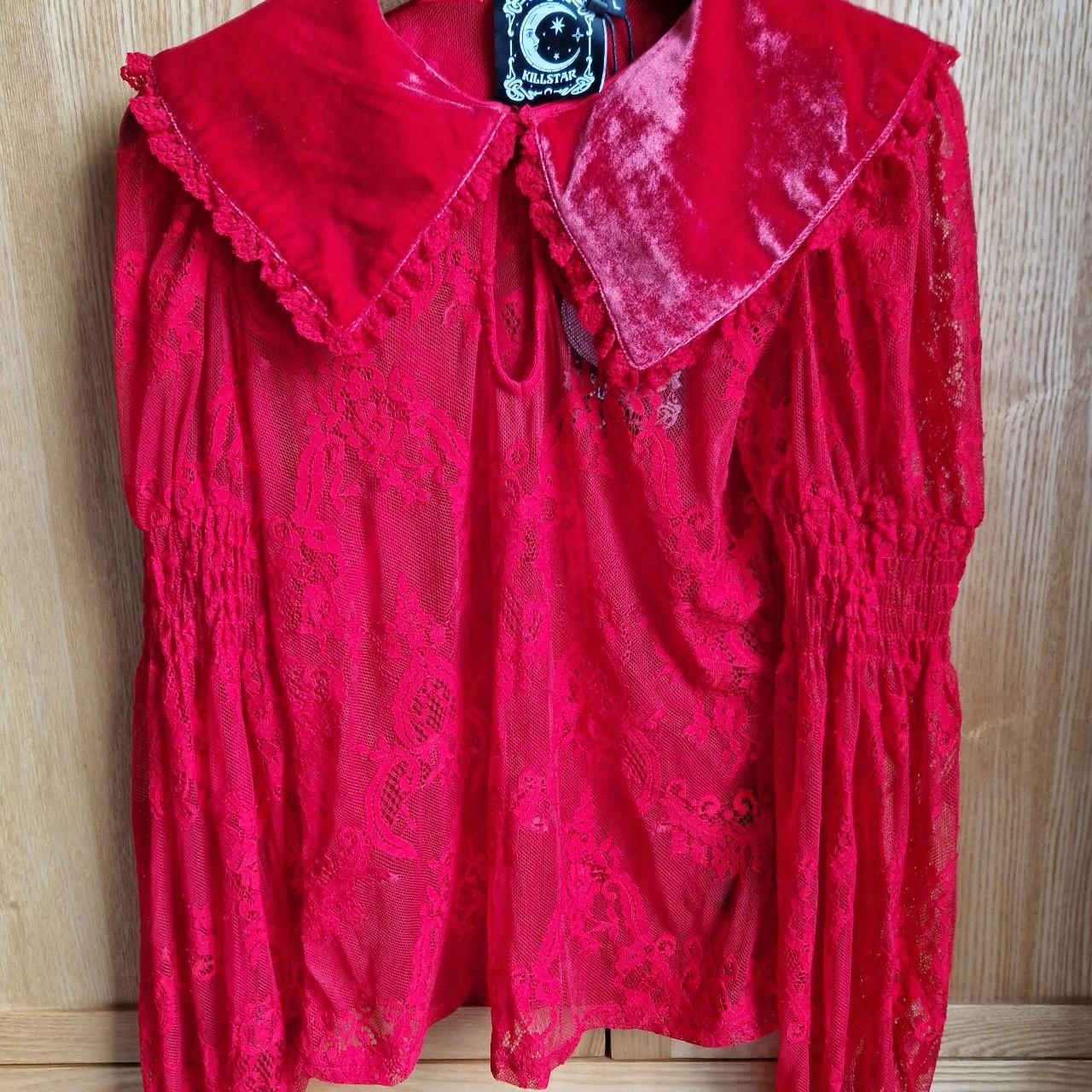 Killstar top. Gorgeous red, lace-style top. Large... - Depop