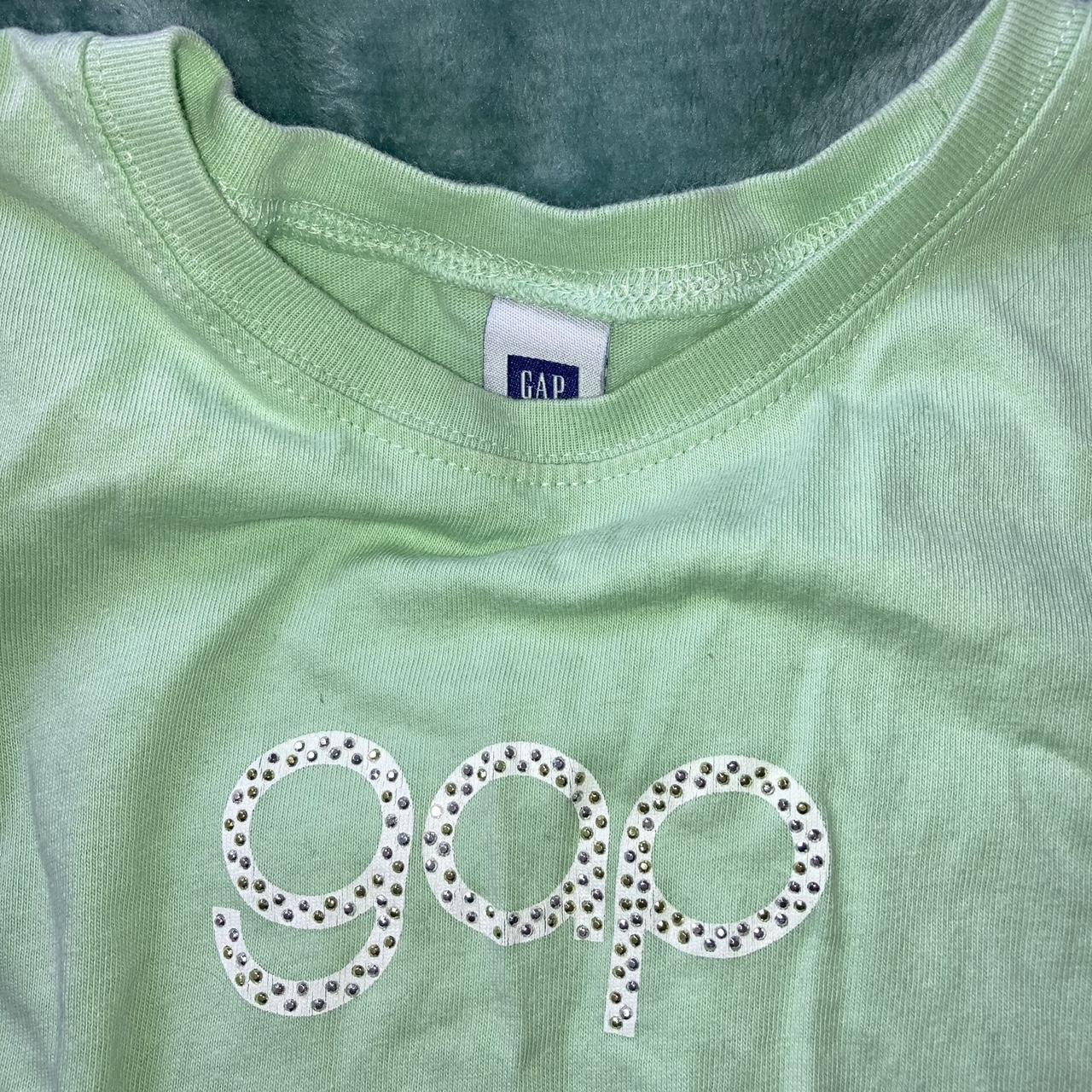 vintage gap baby tee lime green. raw hem as has... - Depop