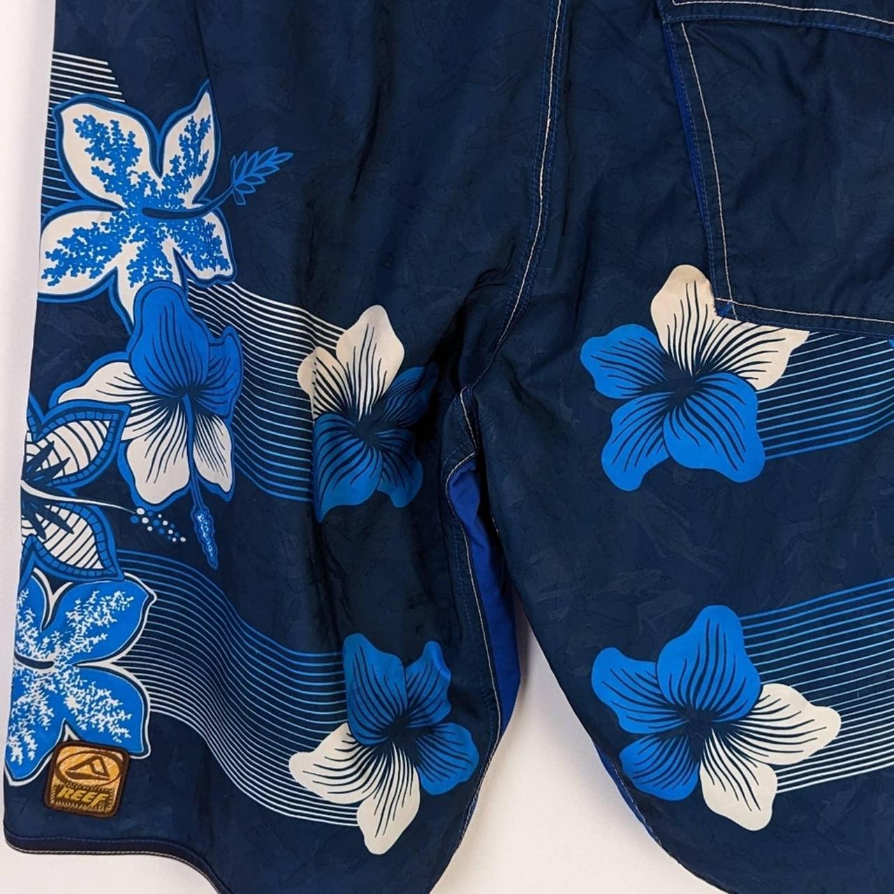 Reef Men's Blue and White Swim-briefs-shorts | Depop