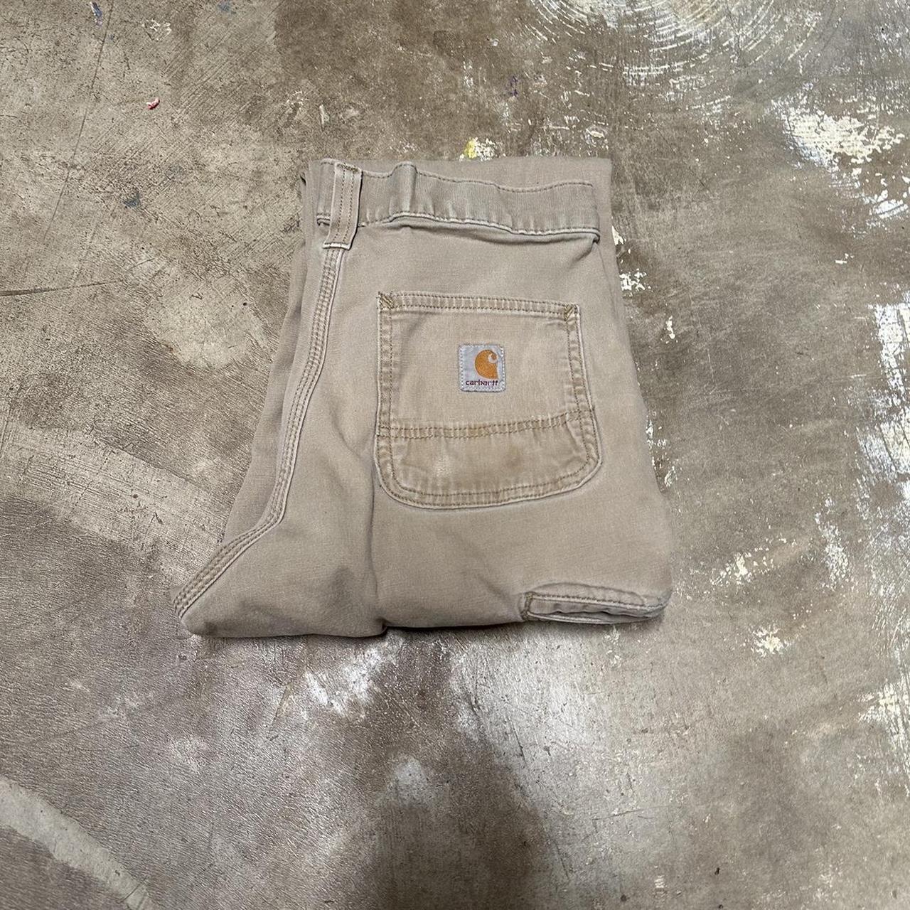 Tan Carhartt Relaxed Carpenter Tan Pants Size... - Depop