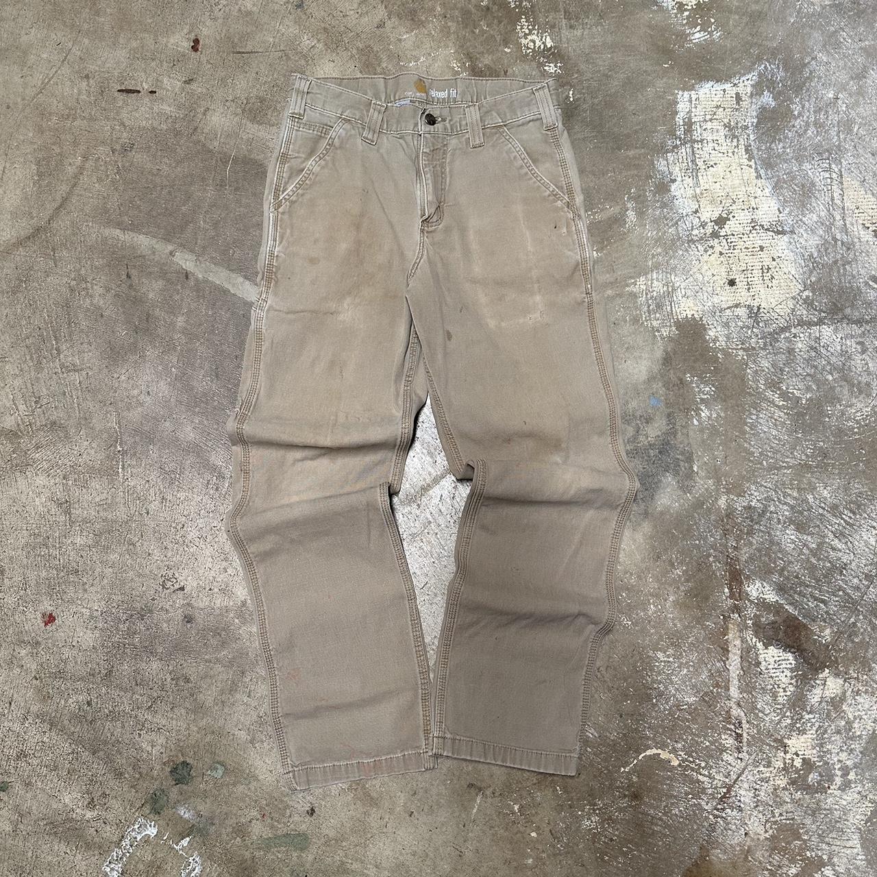 Tan Carhartt Relaxed Carpenter Tan Pants Size... - Depop