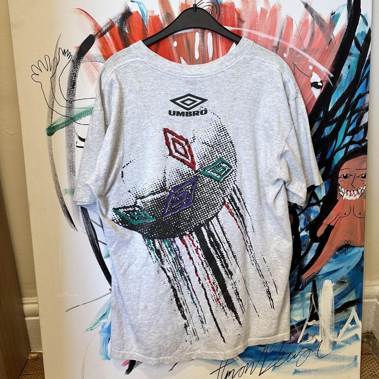Vintage Umbro grey graphic print T-shirt tee... - Depop
