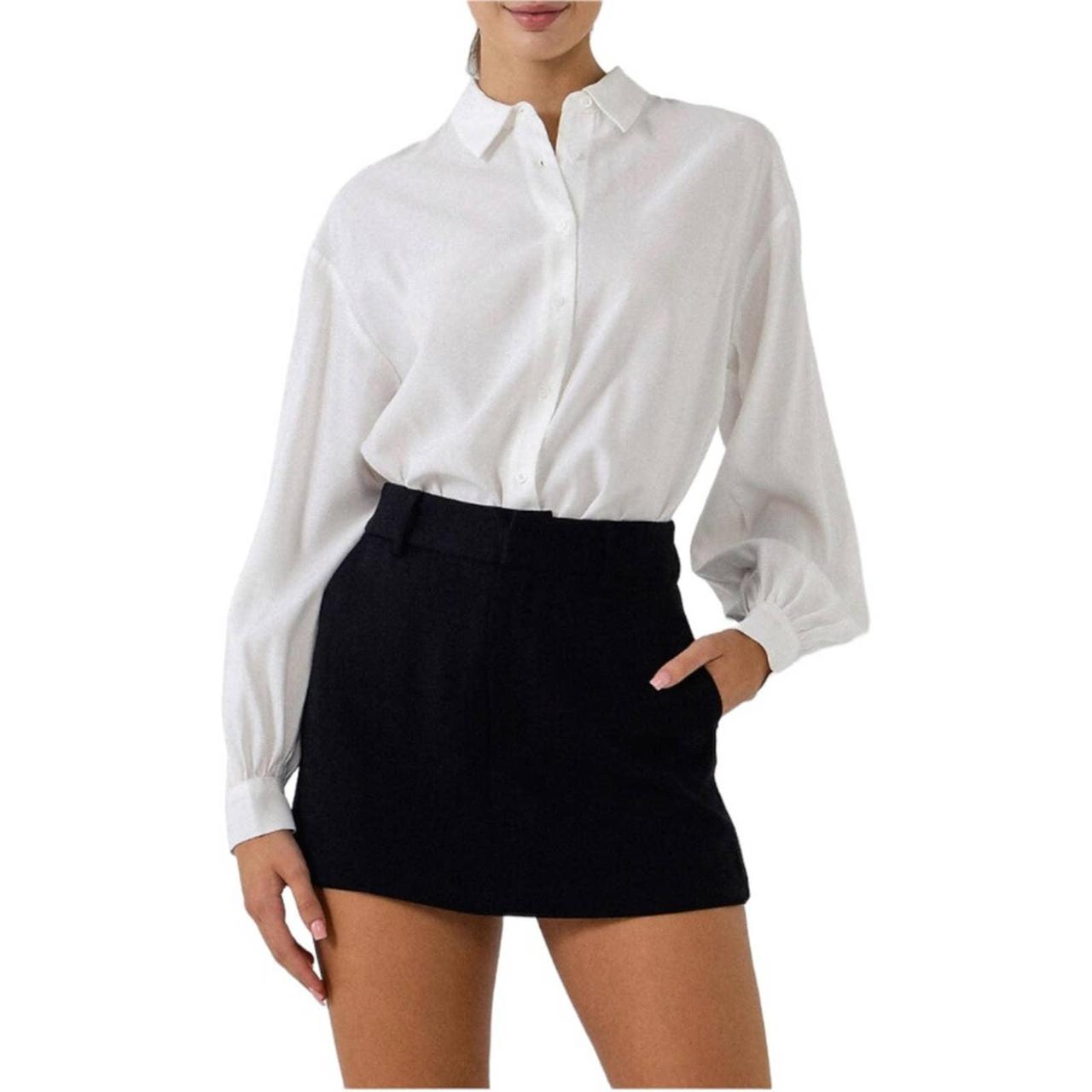 J.Crew White Cropped Button Down Shirt Long Sleeve... - Depop