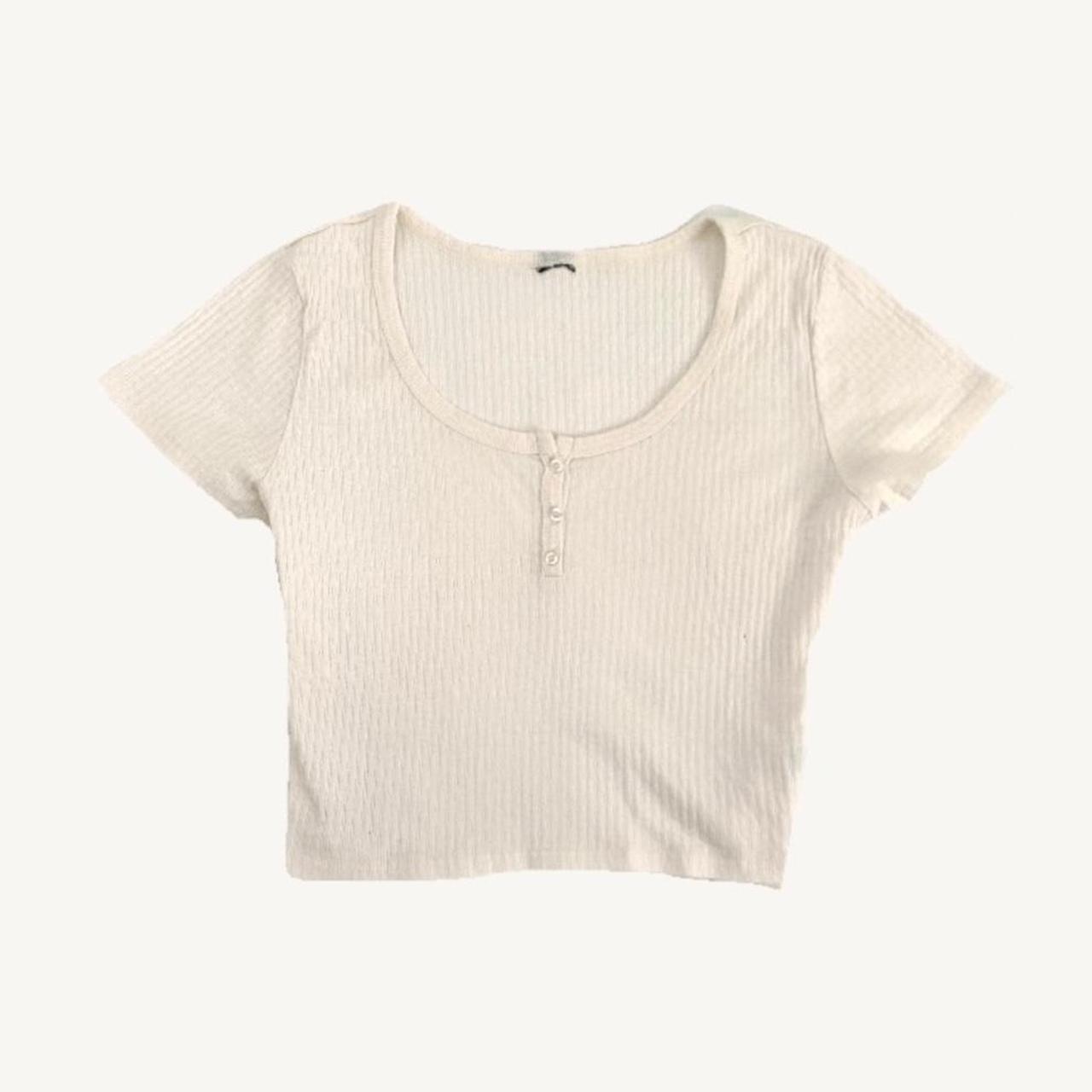 cream buttoned crop top 💌 brand: unknown (the tags... - Depop