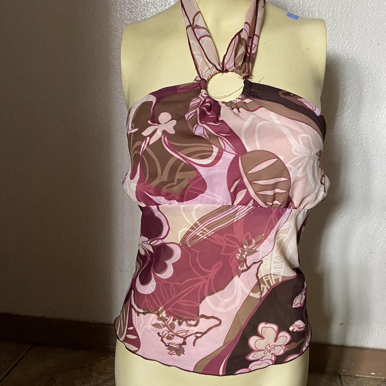 Flowy halter top -super cute halter top -tropical... - Depop