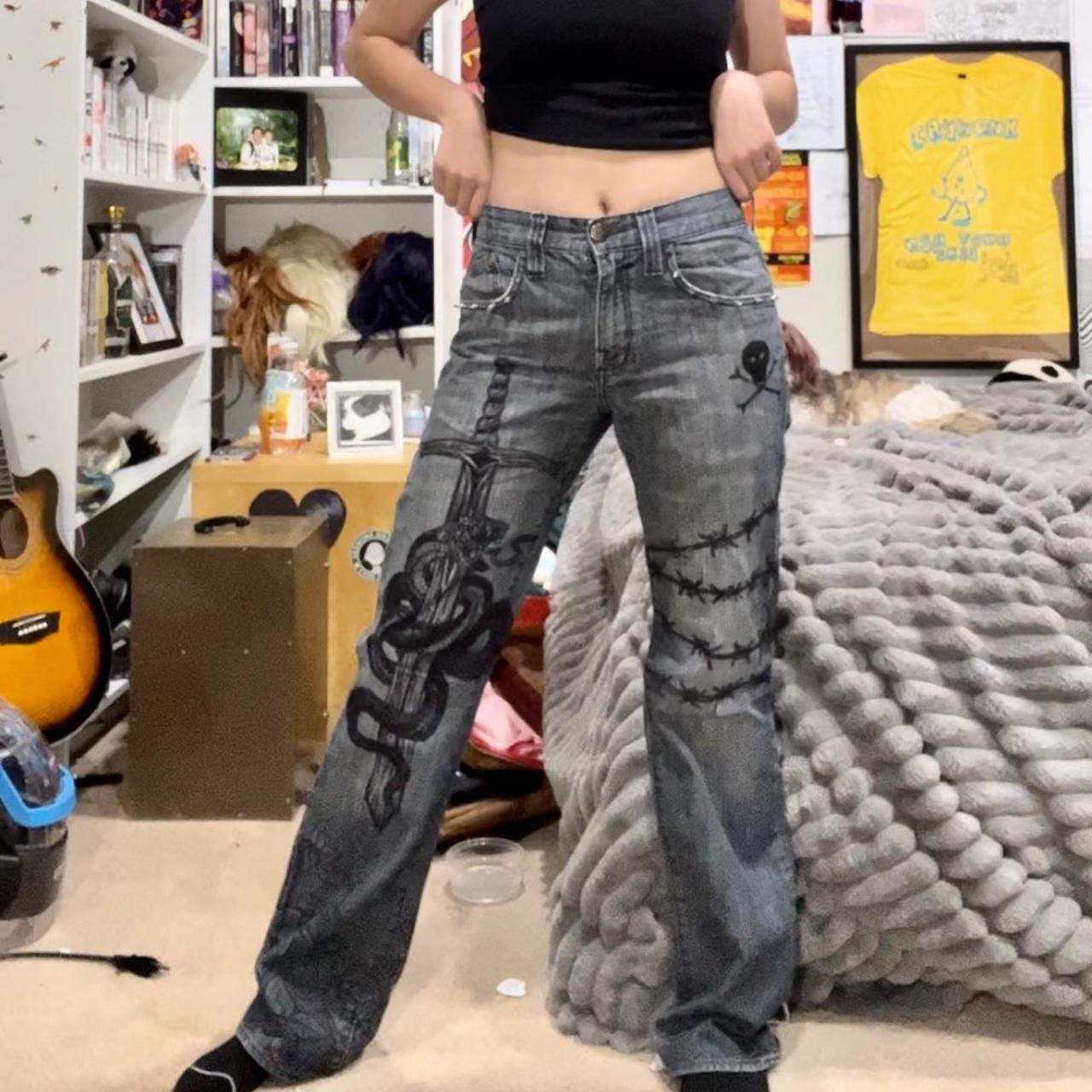 snake inspired customized jeans! has multiple... - Depop