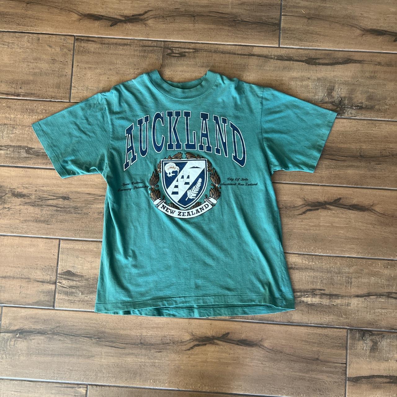 Vintage green Auckland, New Zealand shirt Single... - Depop