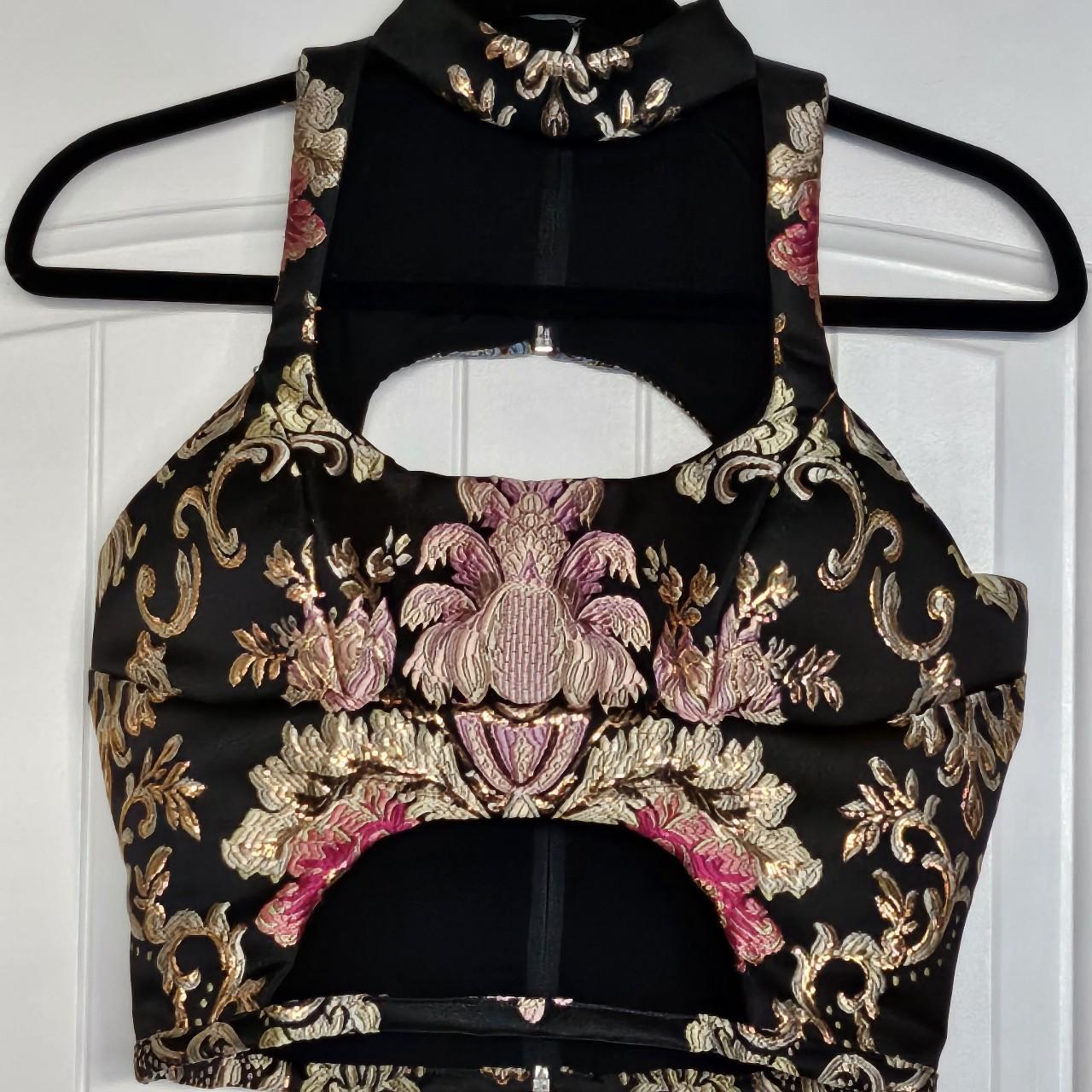 Handmade structured bodice made out of metallic... - Depop