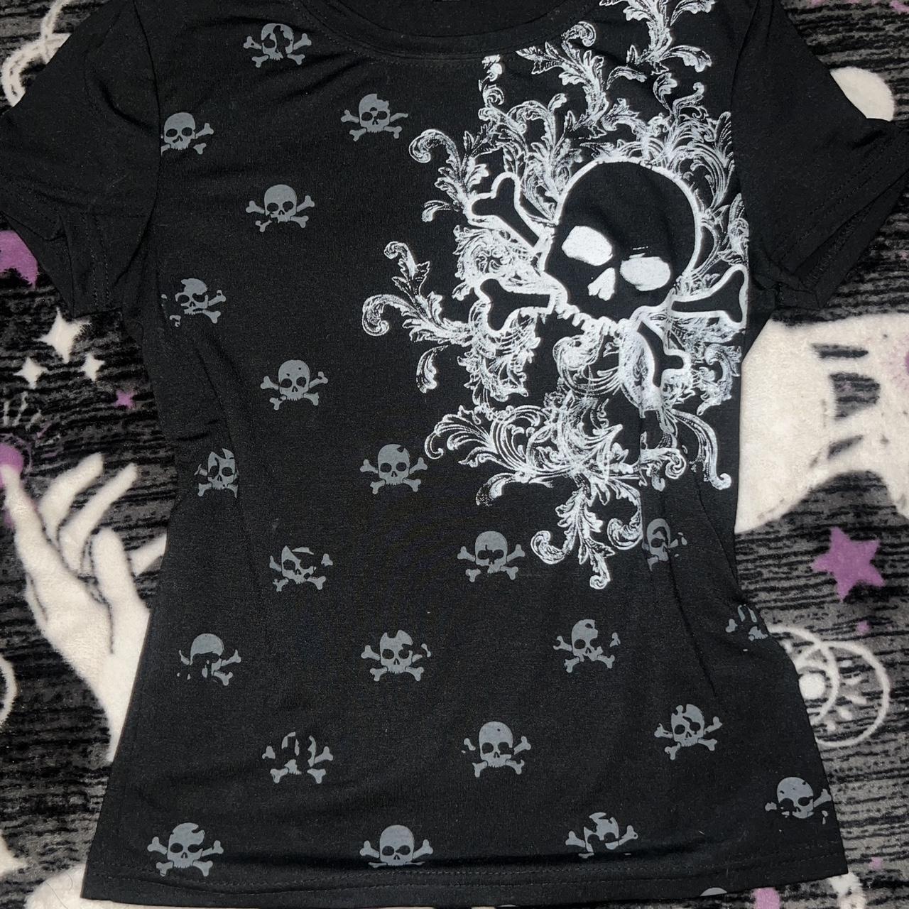Skull scene baby tee - Never worn - fits xs-s -... - Depop