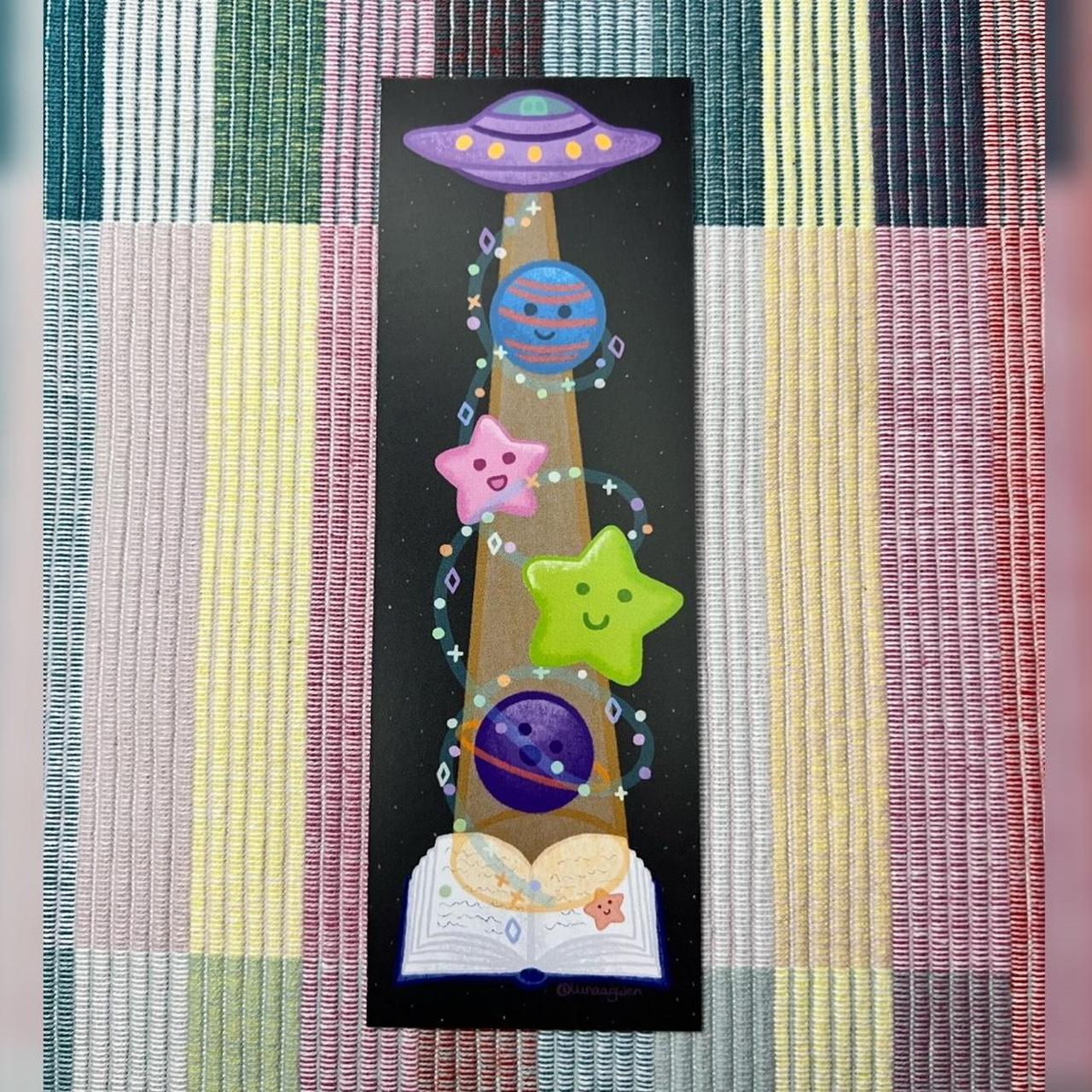 ufo & planets bookmark printed double sided on high... - Depop